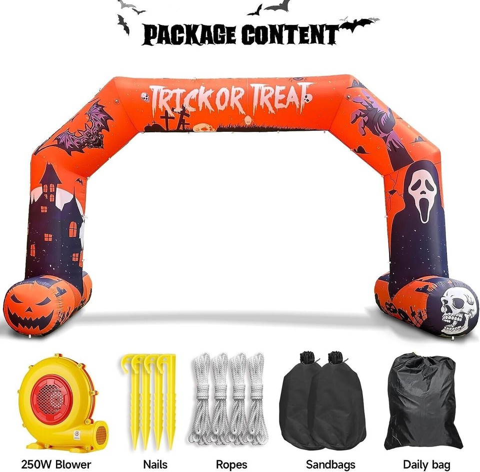 USA 20ft Halloween Orange Inflatable Arch Decoration W/ built-in 250W ...
