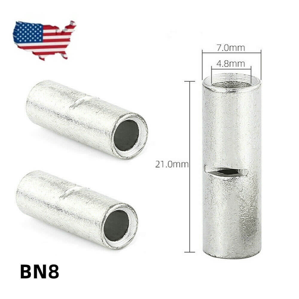 Non-Insulated BN8 Copper Wire Butt Splice Connector Ferrule Crimp ...
