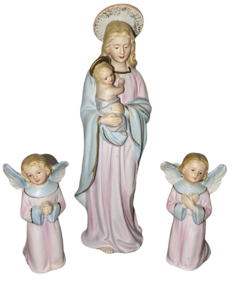 Lot of 3 Lego Japan Vintage Figurines Madonna Child 2 Angels Pastel ...