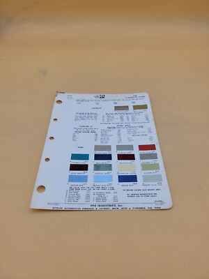 1968 PPG DITZLER COMMERCIAL COLORS CHEVROLET DODGE FORD PAINT CHIP ...
