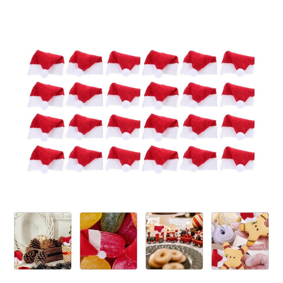 72 pcs Small Christmas Hats Candy Santa Claus Caps Decoration | eBay UK