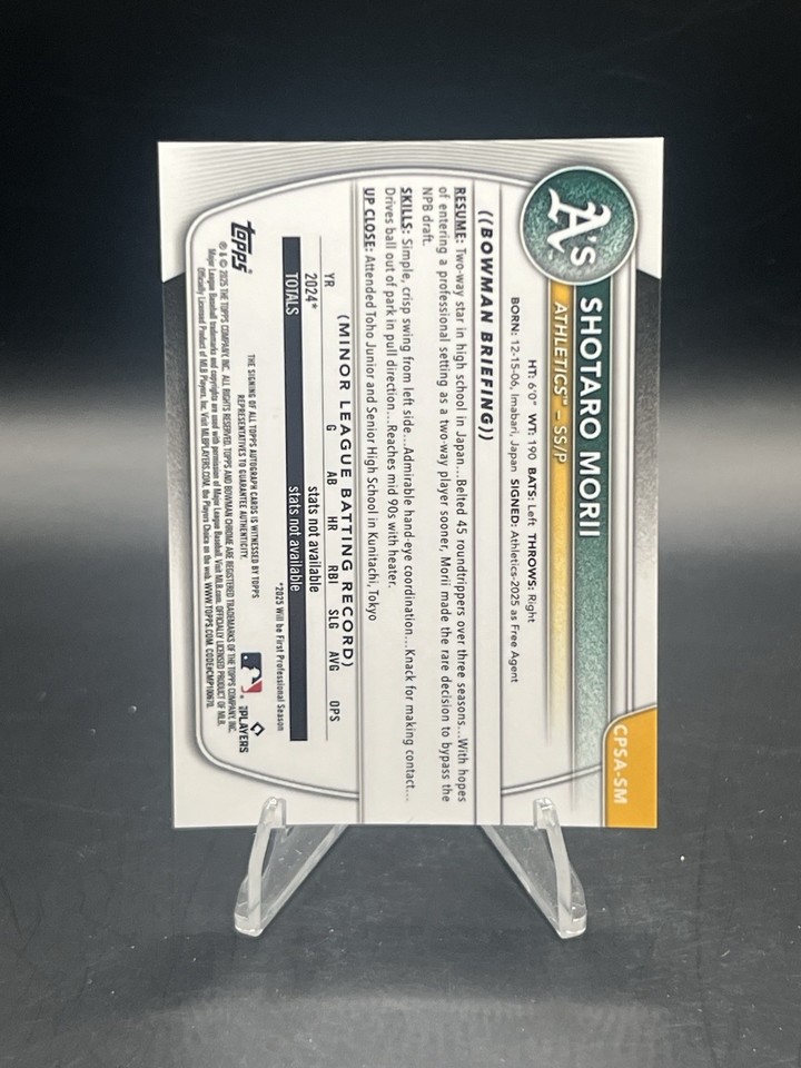 Shotaro Morii 2025 Bowman Chrome SAPPHIRE Green Auto /99 | eBay