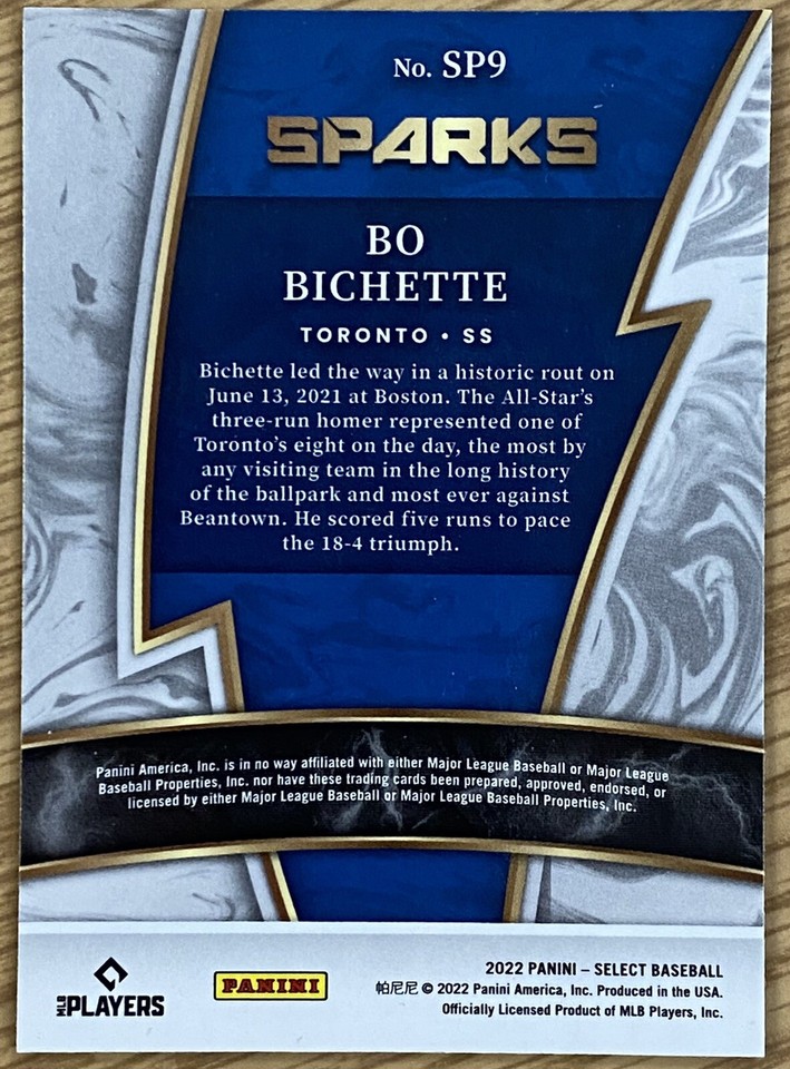 2022 Select Baseball Sparks #SP9 Bo Bichette Toronto Blue Jays | eBay