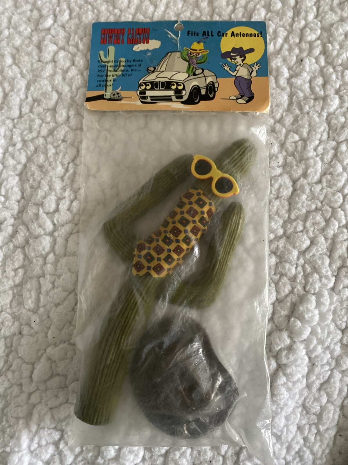 Vintage Cowboy Cactus Antenna Topper Car Decor Yellow Sunglasses Hat ...