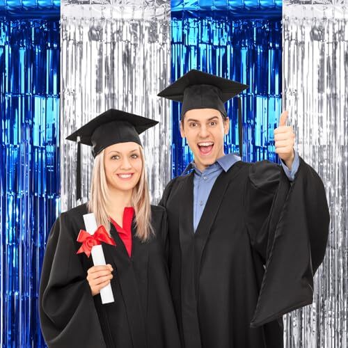 3Pack 3.3Ft x 6.6Ft Graduation Foil Fringe Curtain Backdrop Decorations ...