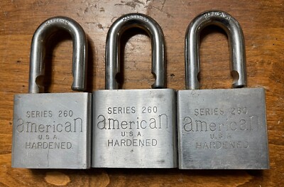 3 Vtg American Lock Padlock Series 260 U.S.A Made Hardened Steel No ...