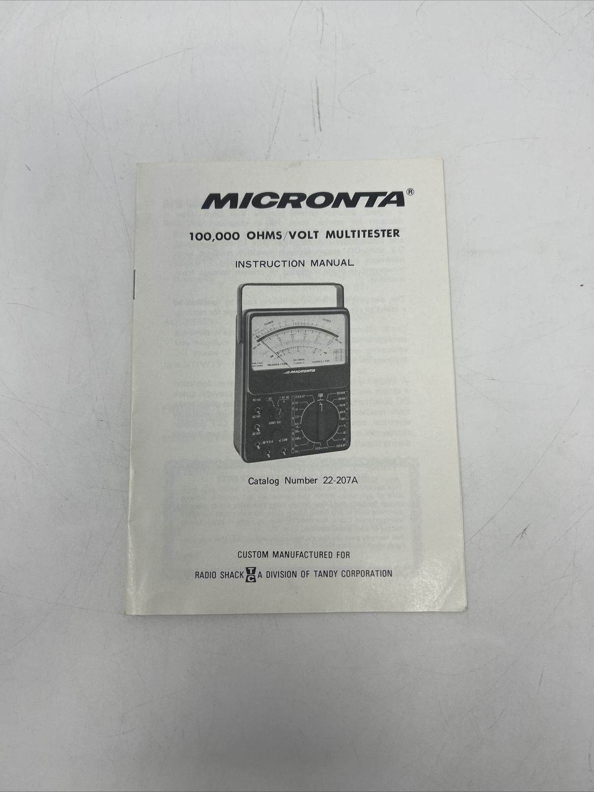 Micronta #22-207A Analog 28 Range Multitester Instruction Manual Guide ...