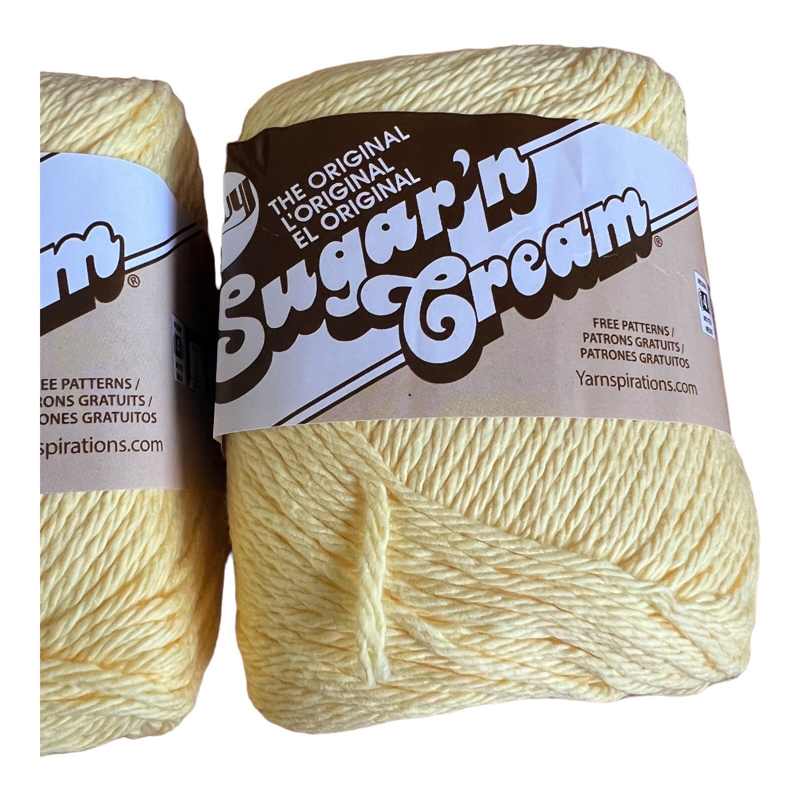 Lot Of 2 Lily Sugar n Cream Cotton Yarn YELLOW Med 4 2.5 oz each | eBay