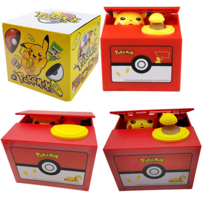 POKEMON PIKACHU MOVING ELECTRONIC COIN MONEY PIGGY BANK Tested Works | eBay