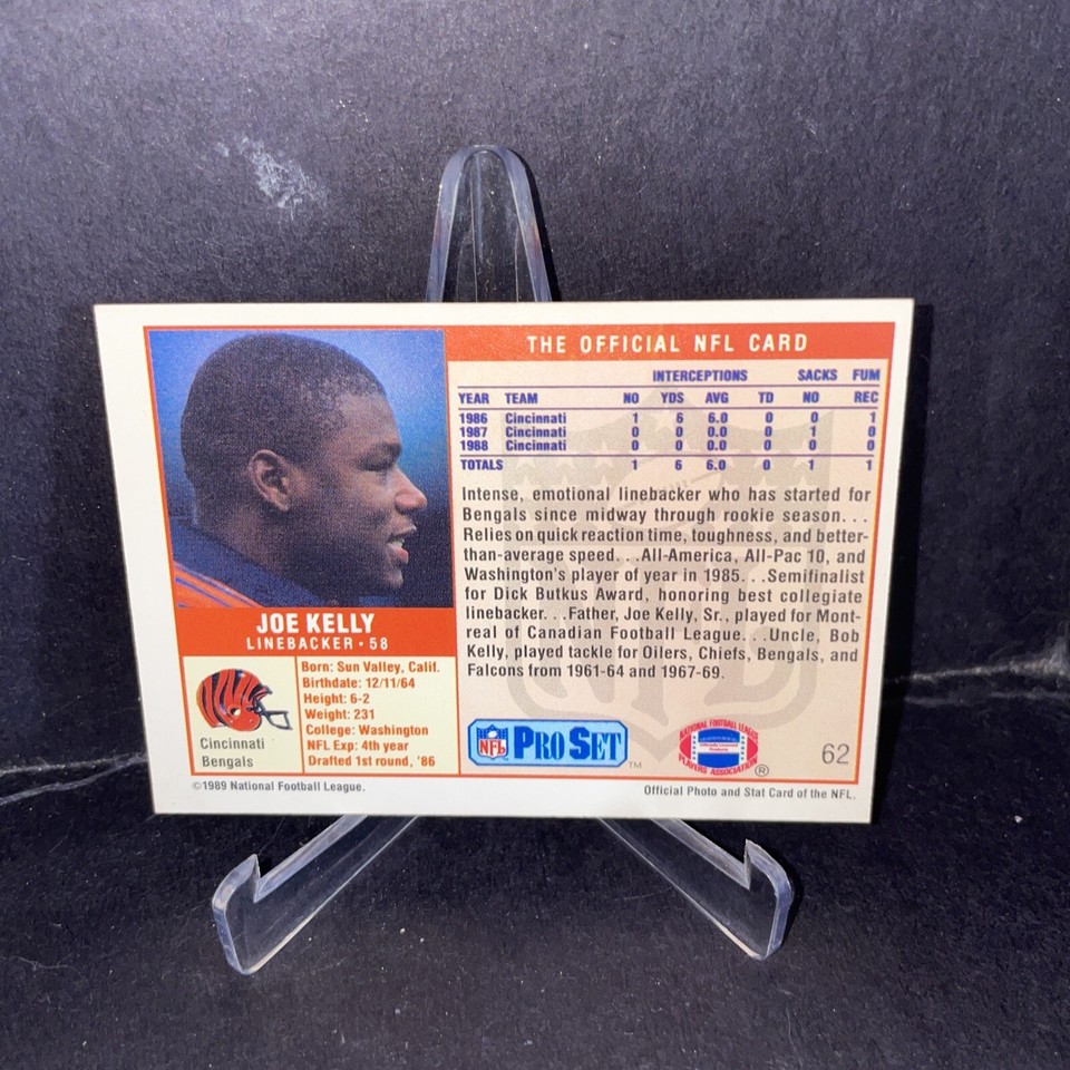 1989 PRO SET 😎 Football ROOKIE Card #62 - Joe Kelly - Cincinnati ...