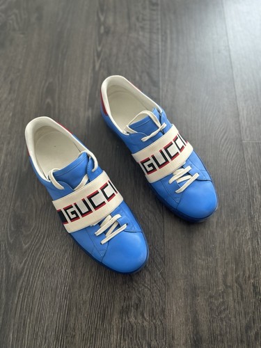 GUCCI ACE BLUE BAND LOW TOP SNEAKERS MEN SIZE 10G (~10.5-11 US) | eBay