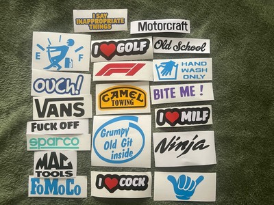 Sticker bomb pack of 20 funny, rude and motorsport decals mixed bag ...