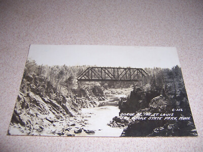 1940s BRIDGE over GORGE of THE ST. LOUIS, JAY COOKE STATE PARK MN. RPPC ...