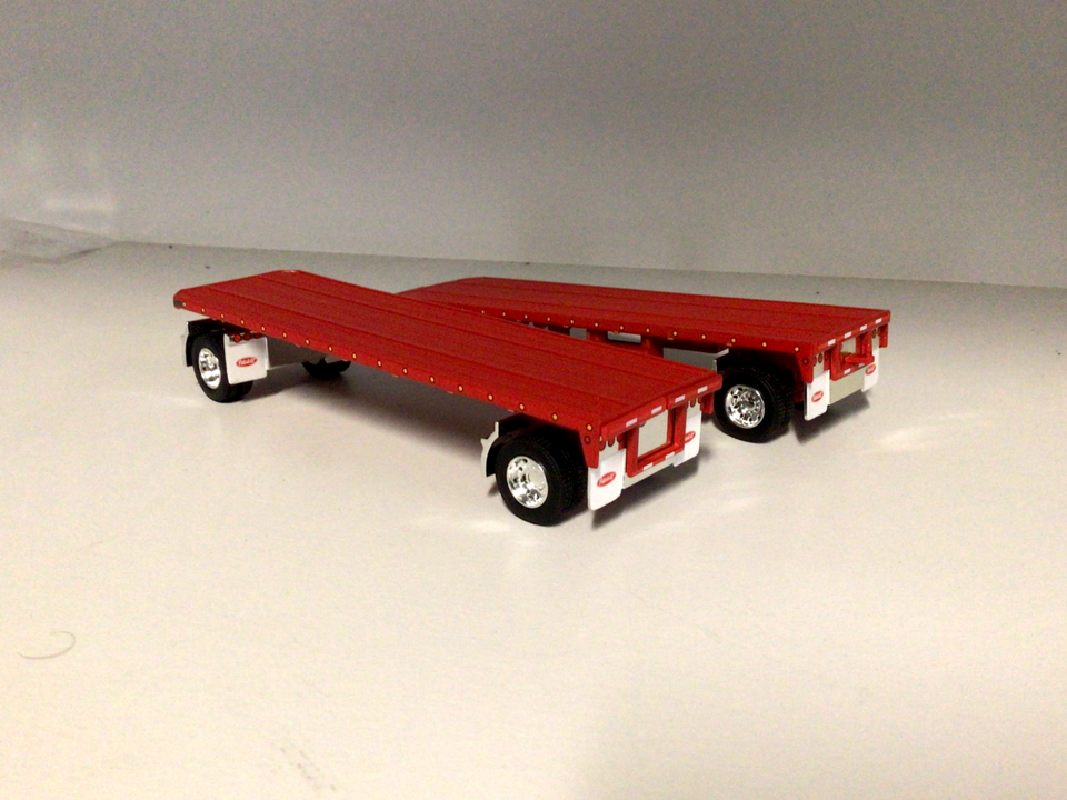 2 DCP 1:64 RED UTILITY Dual 28' Flatbed Pup Trailers W/ DOLLY | eBay