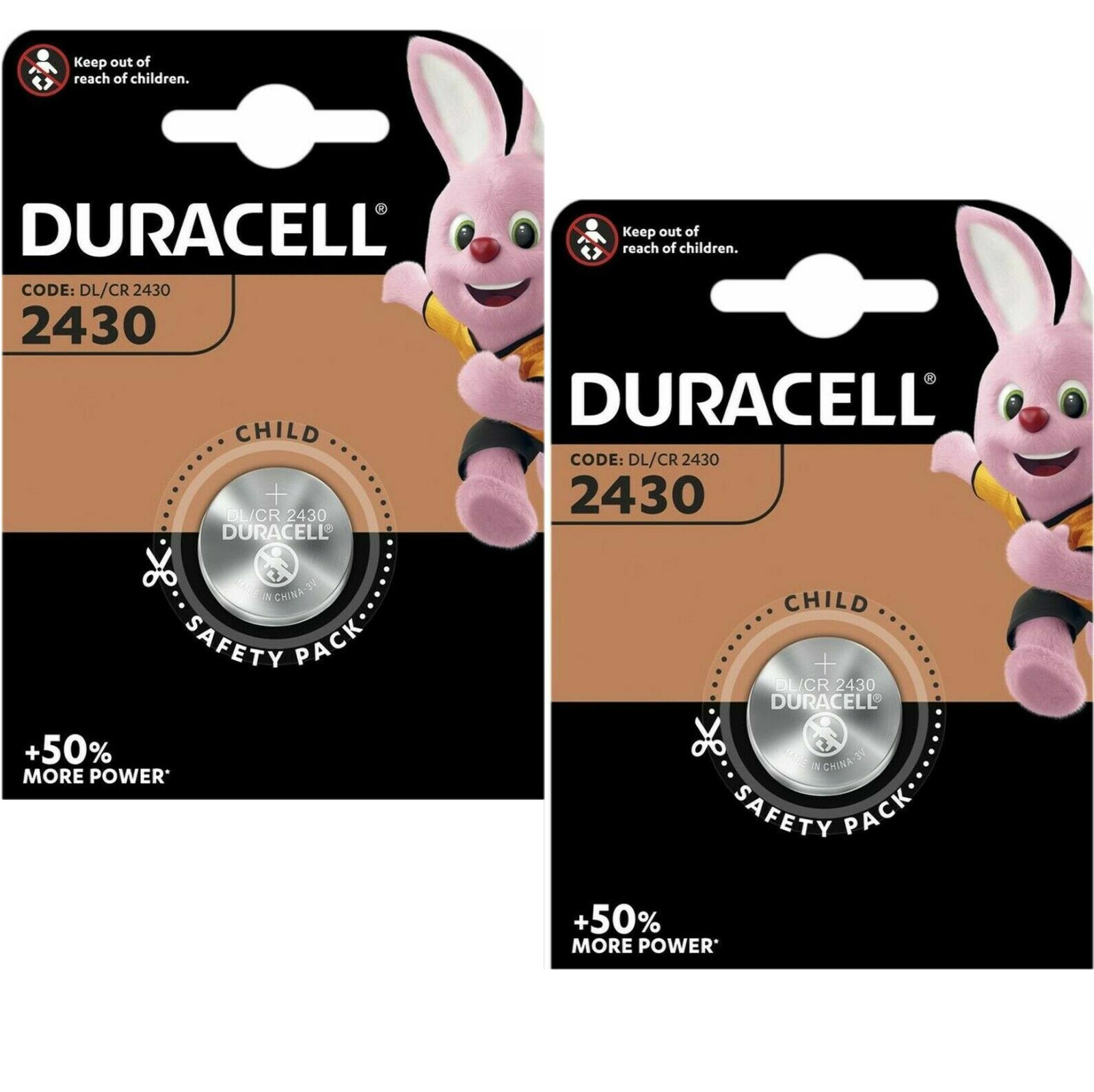 2 x 2430 Duracell 3V Lithium Coin Cell Button Battery DL/CR 2430 ...