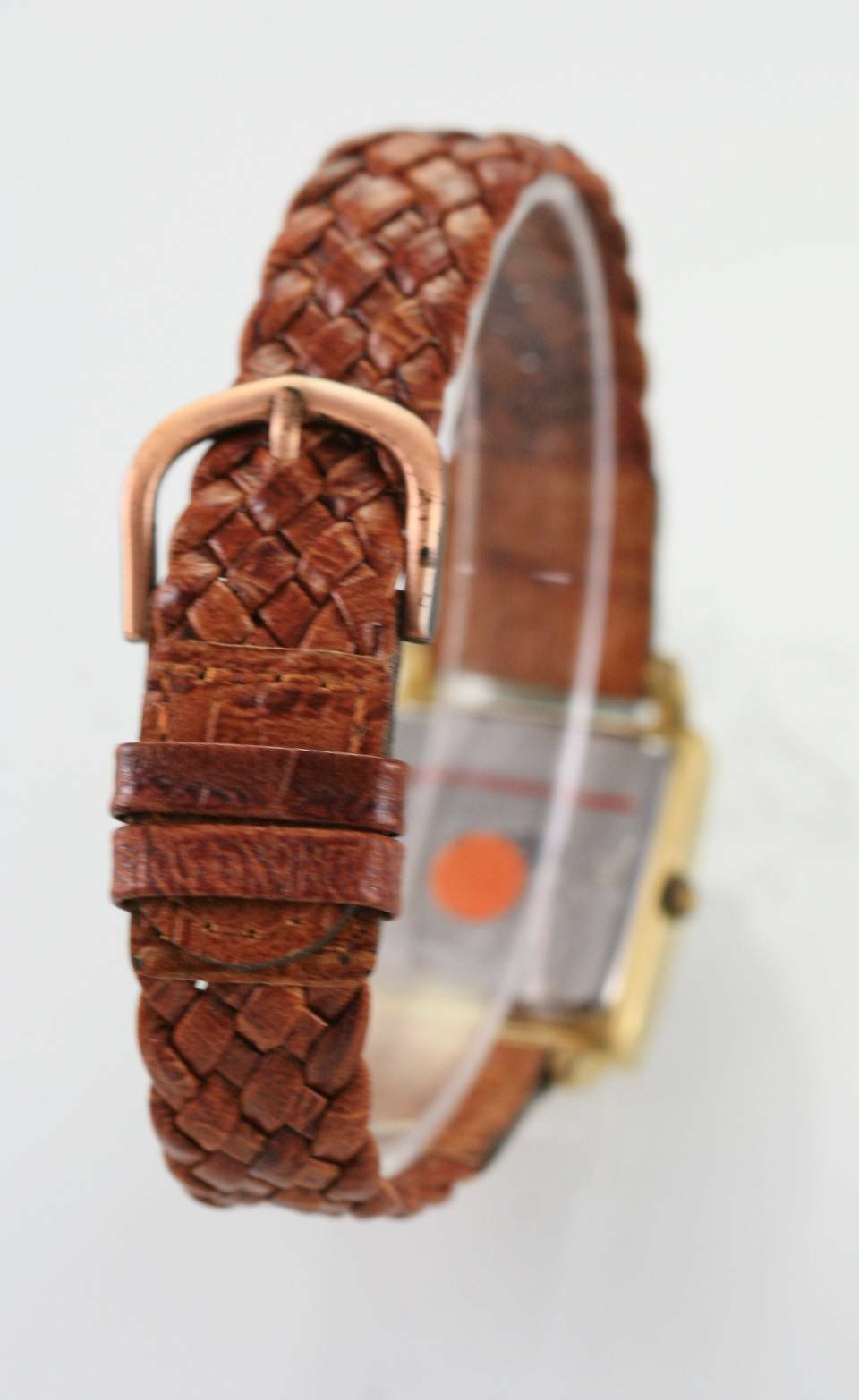 Vernier Watch Womens Pearl Stainless Steel Gold Brown Leather Battery ...