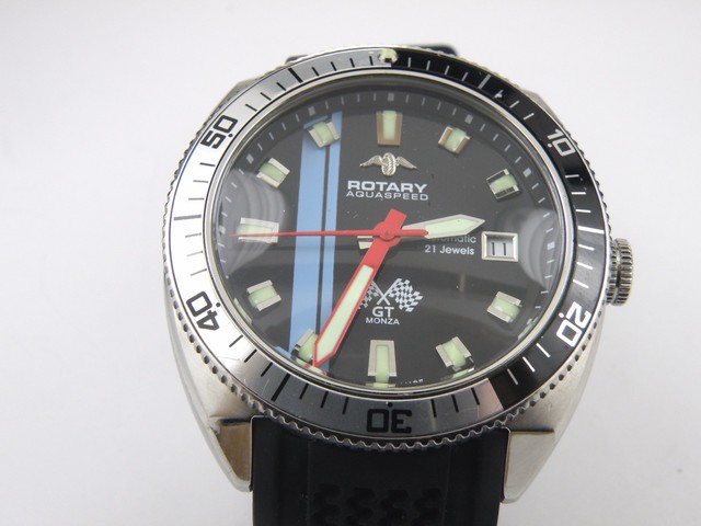 Rotary Mens GT Monza Swiss Automatic Sapphire Aquaspeed Watch - 100m ...