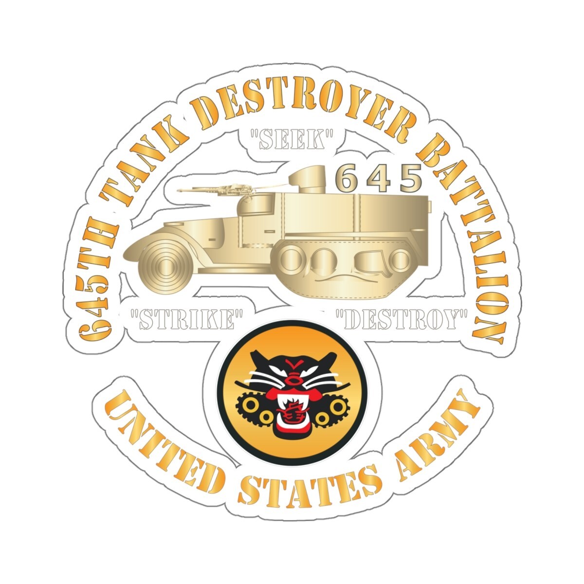 Kiss-Cut Stickers - 645th Tank Destroyer Battalion w TD - SSI - US Army ...
