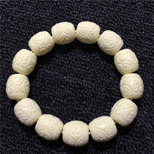 Natural COROZO NUT Hand Carved Xiangyun Buddha Beads Bracelets Reiki ...
