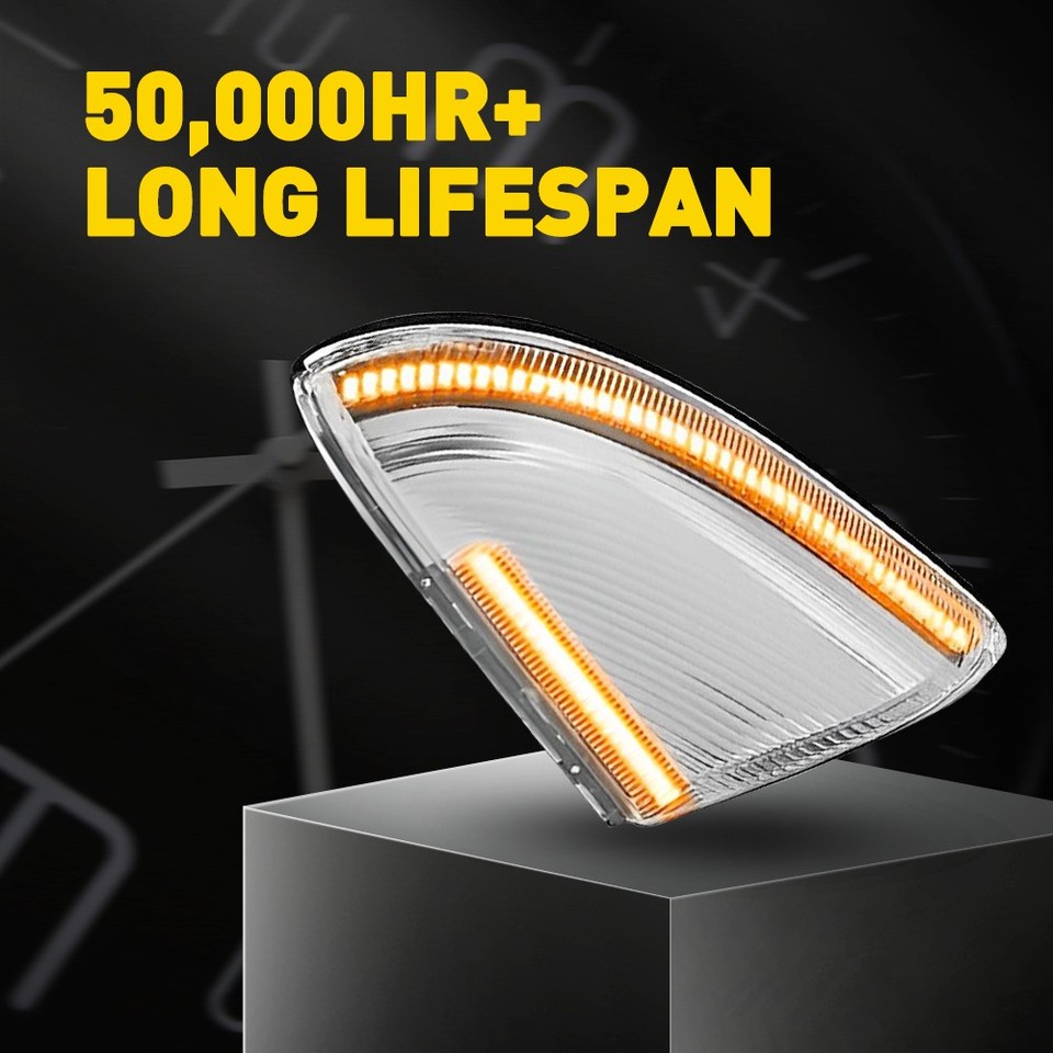 Sequential Light Mirror LED Side Turn Signal Whtie 2009-2022 Fit Amber ...