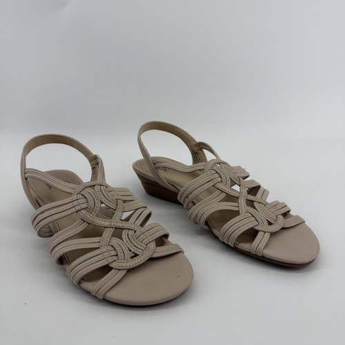 Impo Racita Sandals Womens Size 7 M Beige Strappy Slingback Wedge ...