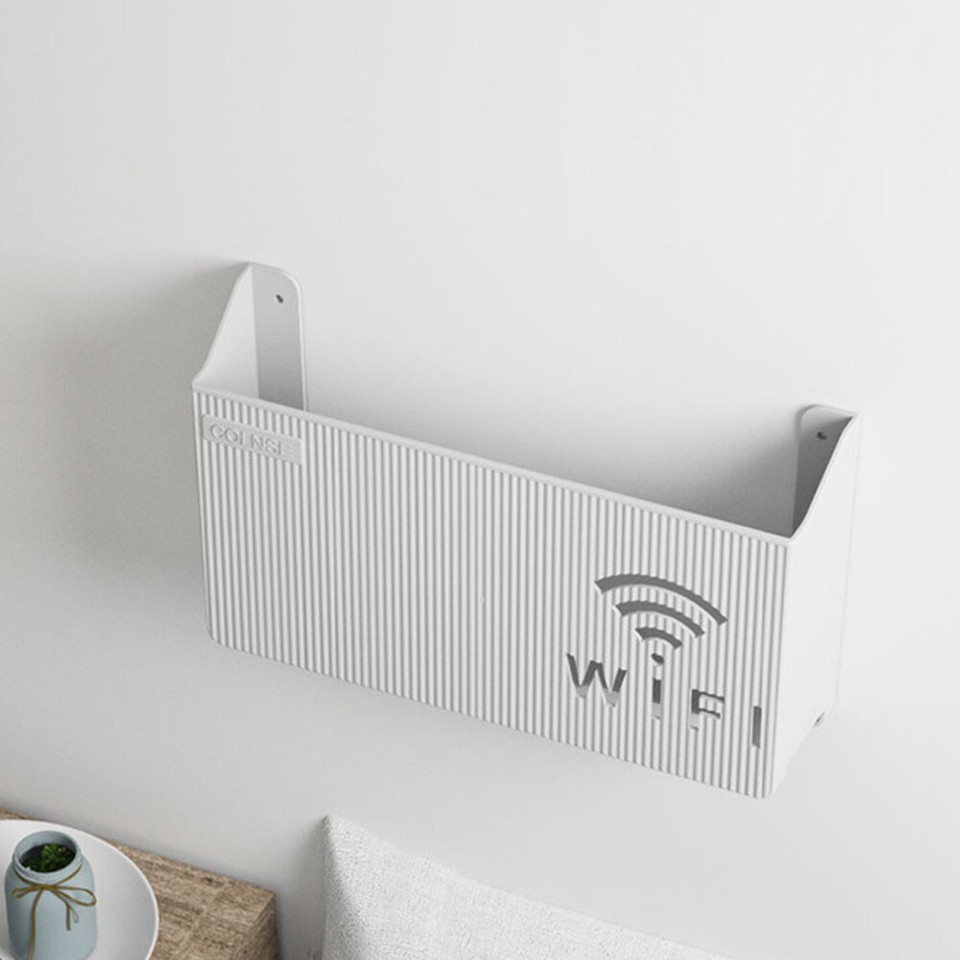 Wall Mounted WiFi Router Storage Box Office Desktop Organizer Shelves ...