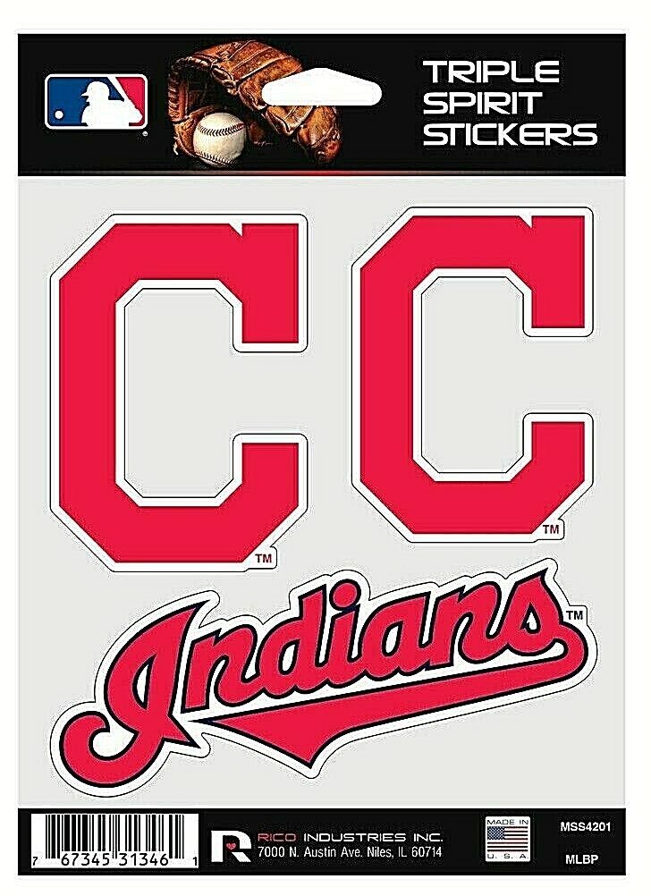 Cleveland Indians Set of 3 Die Cut Decals Stickers Spirit Wordmark for ...