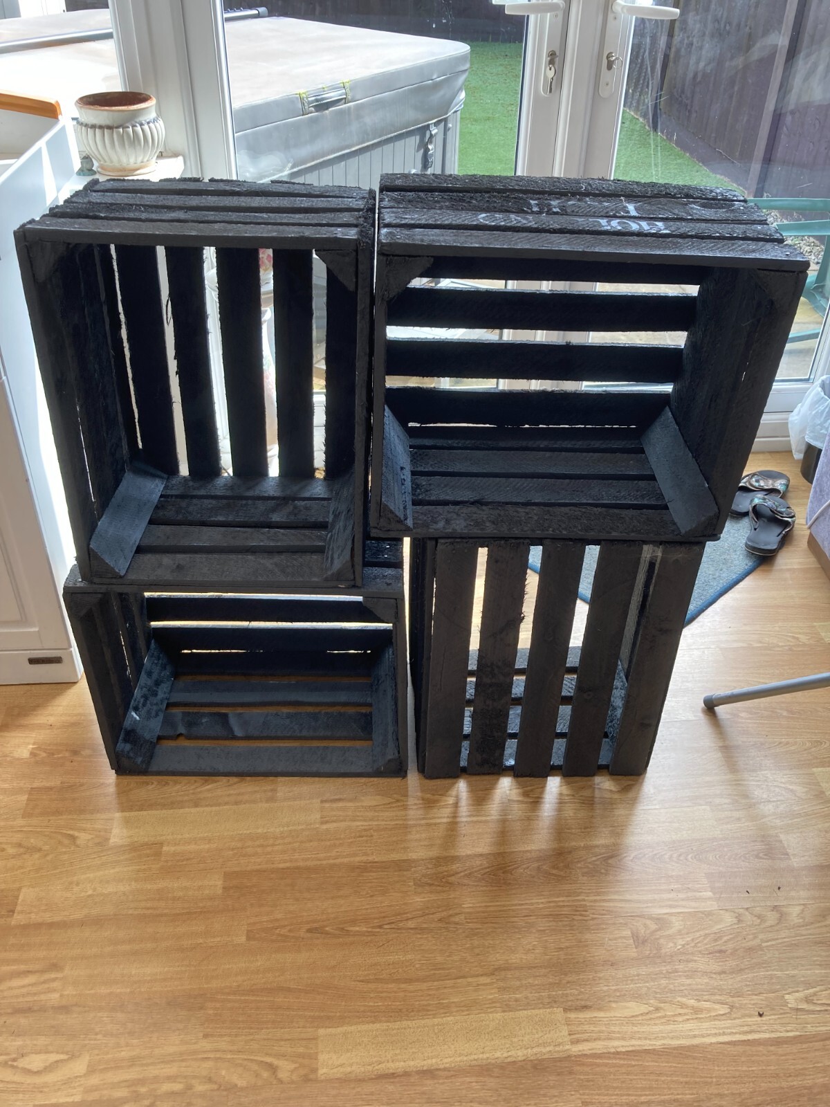 Vintage wooden fruit boxes, painted (4 of them) 57cms L x 40 cms W x ...