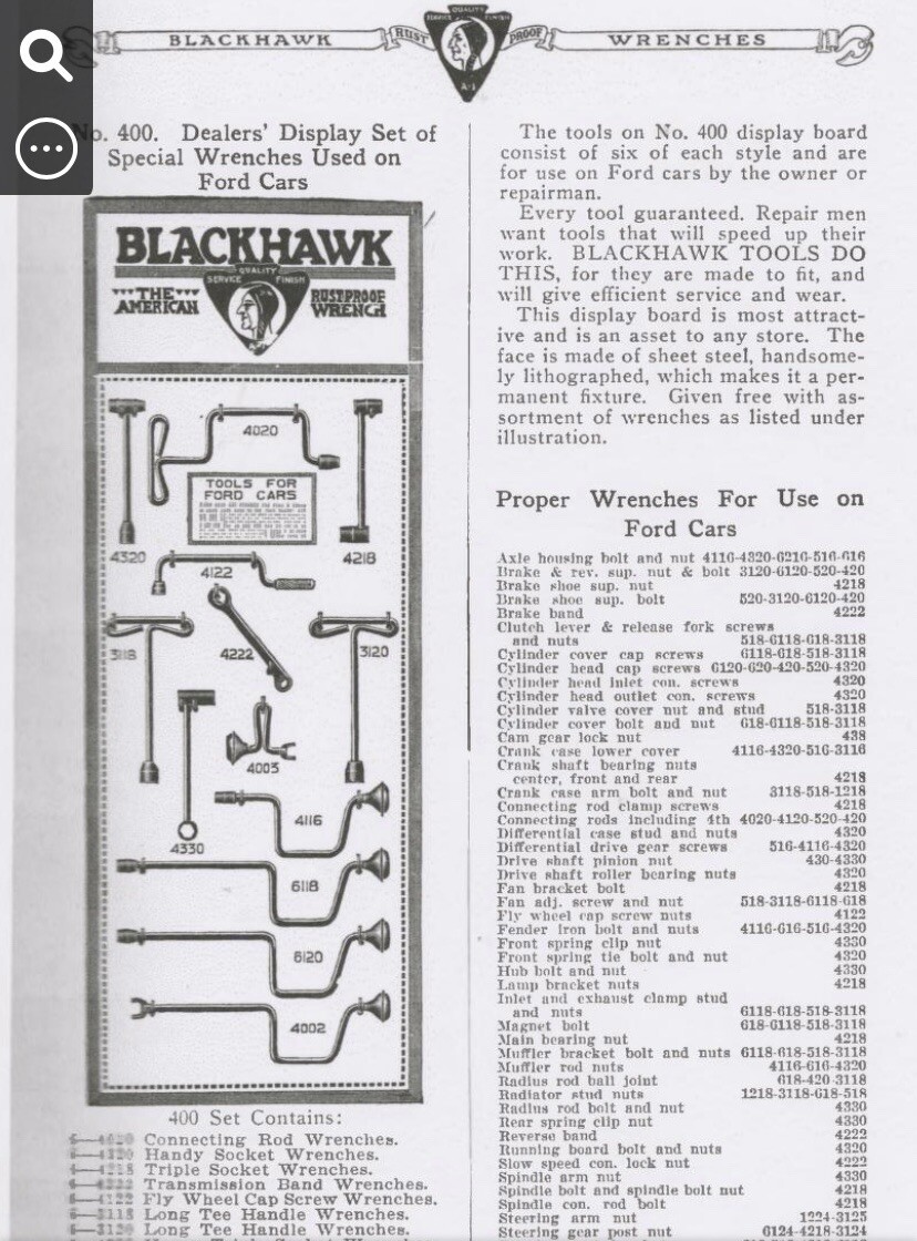 🔥 Very RARE Antique Old 1926 FORD Automobile BLACKHAWK Wrenches ...