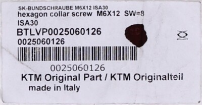 KTM Hexagon Collar Screw Part Number - 0025060126 | eBay