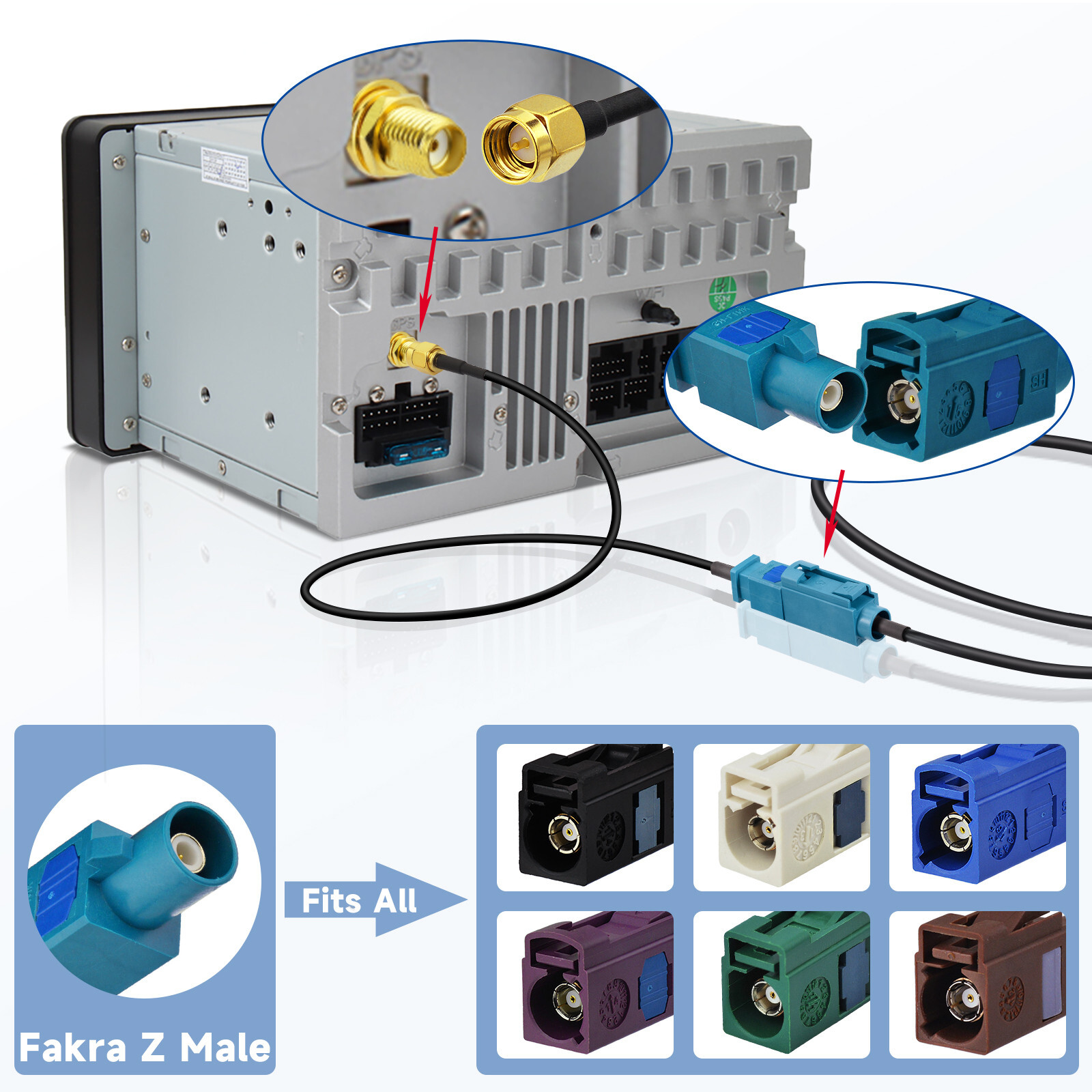 FAKRA Antennenadapter Doppel Splitter Verteiler + SMA Adapter fr GPS ...