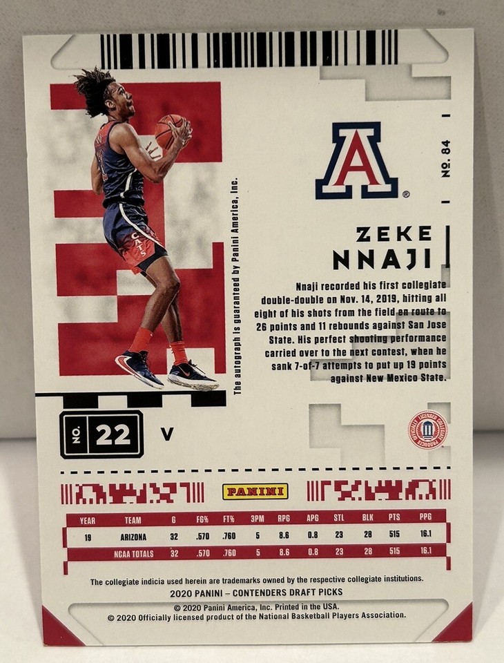 2020-21 Contenders Draft Picks Variations Game Ticket Red #84 Zeke ...