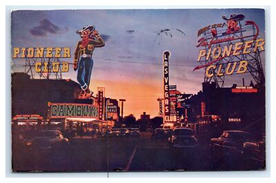 1954 Las Vegas, NV Postcard- THE HOWDY PODNER AND PIONEER CLUB OLD CARS ...