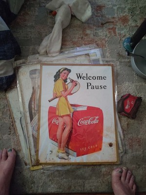 RARE Coca-Cola Welcome Pause Tin Sign Vintage Ad Style Tennis | eBay