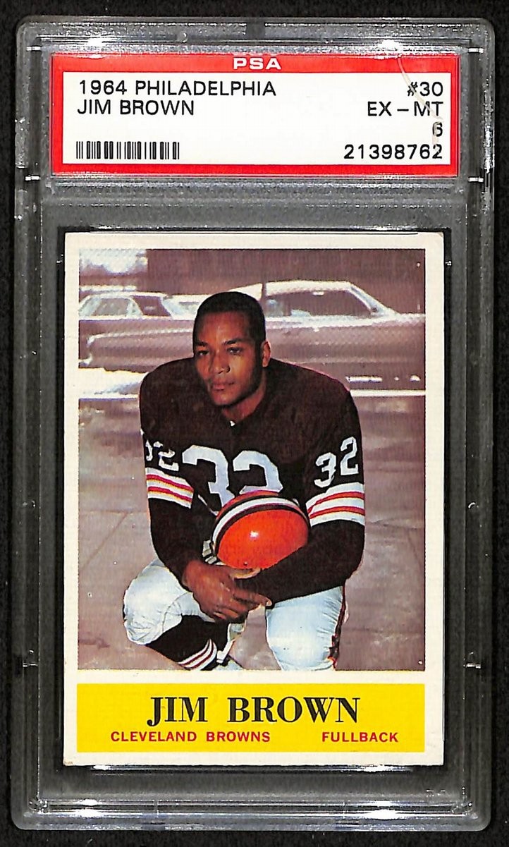 Jim Brown HOF 1964 Philadelphia Card EX-MT 6 #30 Cleveland Browns PSA ...