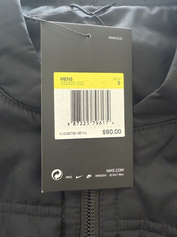 Nike Reversible Golf Vest Men's Size SM Synthetic Fill Core Black (360 ...