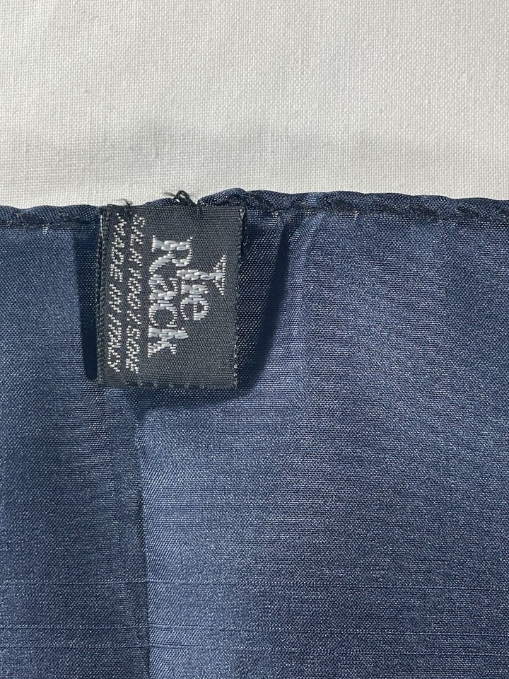 Vintage navy blue silk pocket square/handkerchief - hand-rolled ...