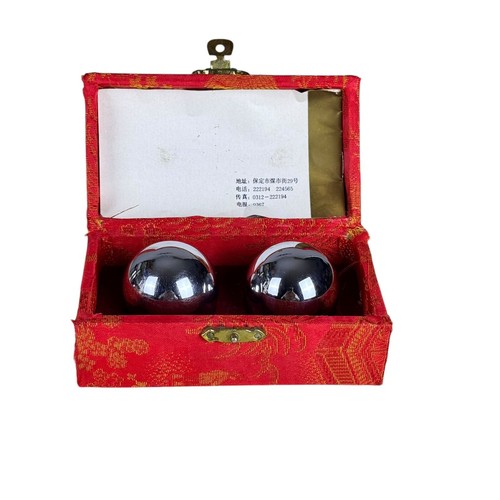 Chinese Baoding Balls Silver Tone Metal Chime Hand Exercise Stress ...