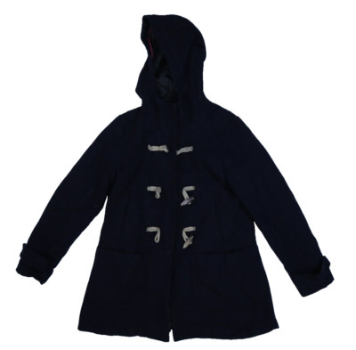 American Eagle Black Wool Blend Full Zip & Toggle Hooded Peacoat Womens ...