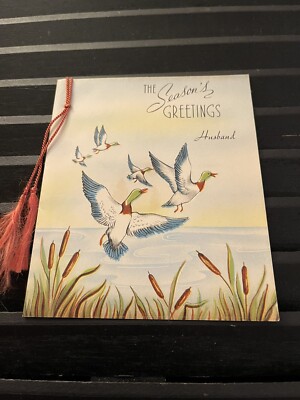 Vintage Greeting Card Christmas Mallard Ducks Ribbon | eBay