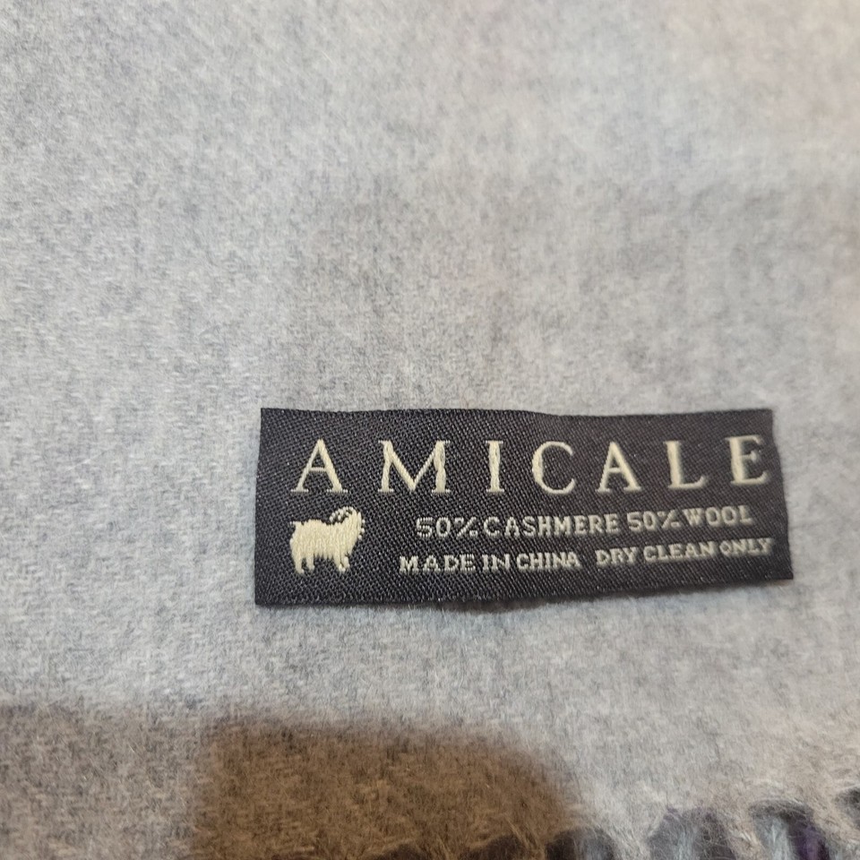 Amicale Cashmere And Wool Plum And Gray Scarf | eBay