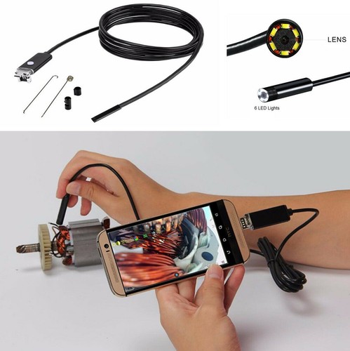 6LED 1m USB Snake Endoscope Borescope HD Inspection Camera Scope for ...