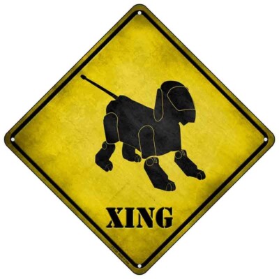 Robot Dog Xing Novelty Mini Metal Road Notice 8" Cross Xing Crossing ...