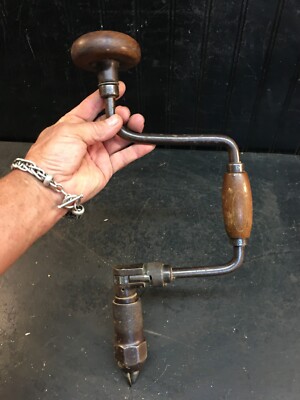 Vintage Aurowa hand drill Wood Handel Primitive Wood Working Tool Free ...