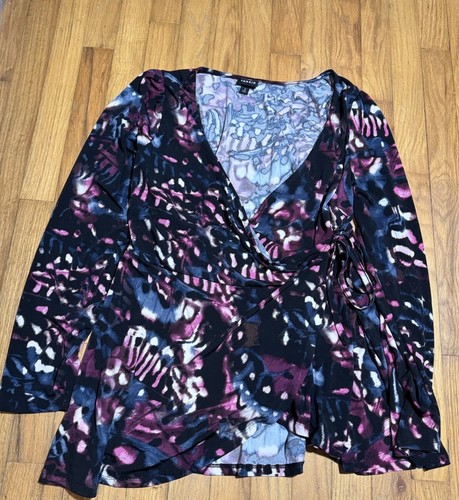 Torrid Black Print Studio Knit Surplice Wrap Long Sleeve Top Size 2 | eBay