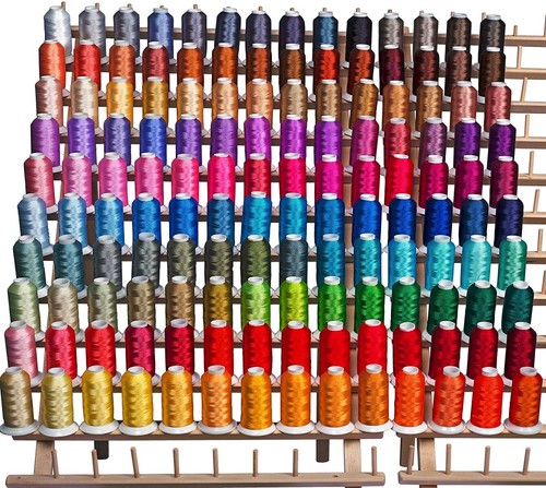 NEW 1100 yards 140 CONES MACHINE EMBROIDERY THREADS + RACK for BROTHER ...