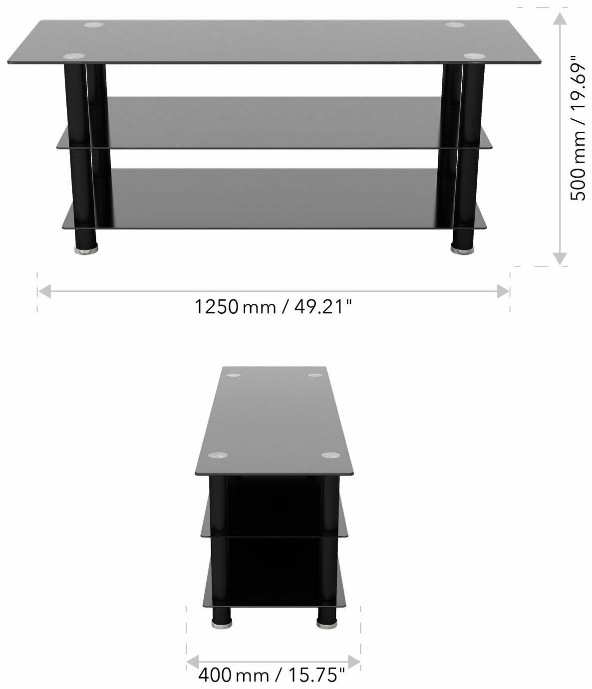 AVF Column Mount Up to 65 Inch TV Stand - Black | Modern TV Stand with ...