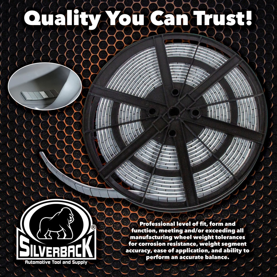Silverback 1/4oz Tape Wheel Weights, Gray .25oz EZ Peel Steel Tape ...