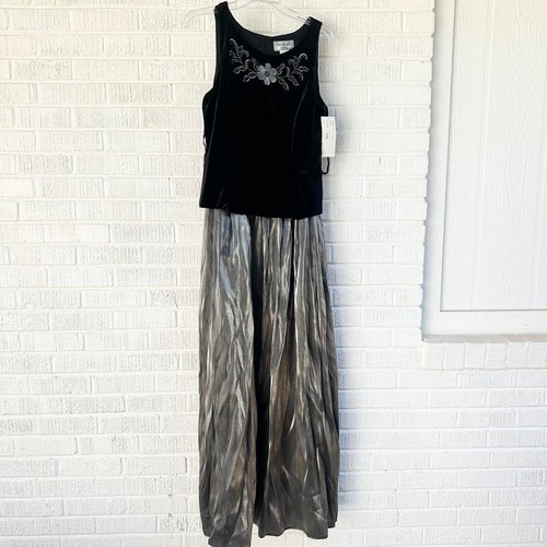 Che Studio by Cathy Co NWT Vintage 90's Black Velvet Silver Gown | eBay