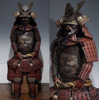 Japanese Samurai Red Iron Armor Yoroi kabuto Set Helmet Menpo Dragon ...